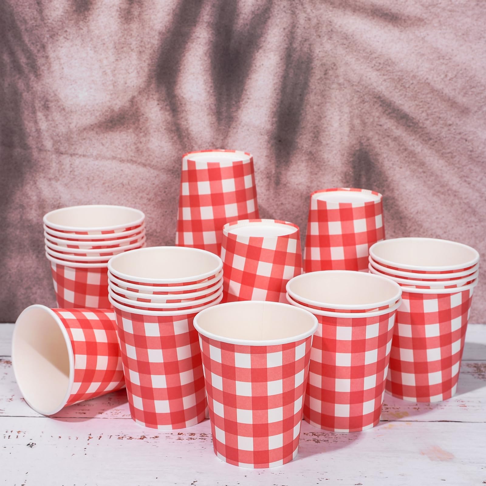 Amazon.com: Tioncy 9 oz Gingham Paper Drinking Cups, 100 Pieces, 4 ...