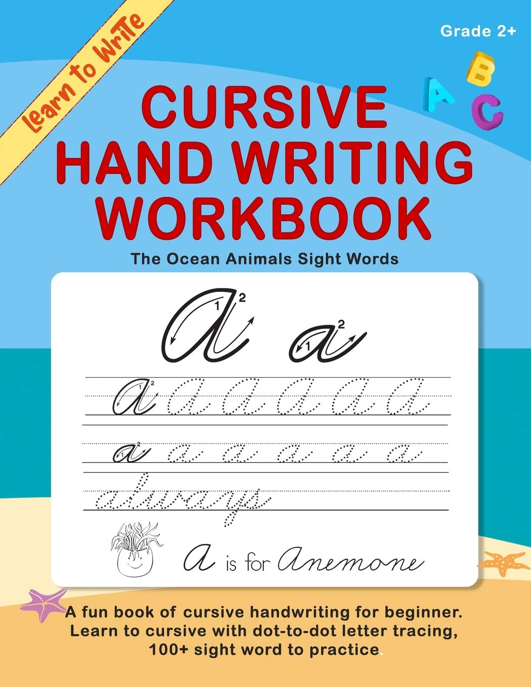 Buy Cursive Handwriting Workbook. The ocean animals words: A fun book ...