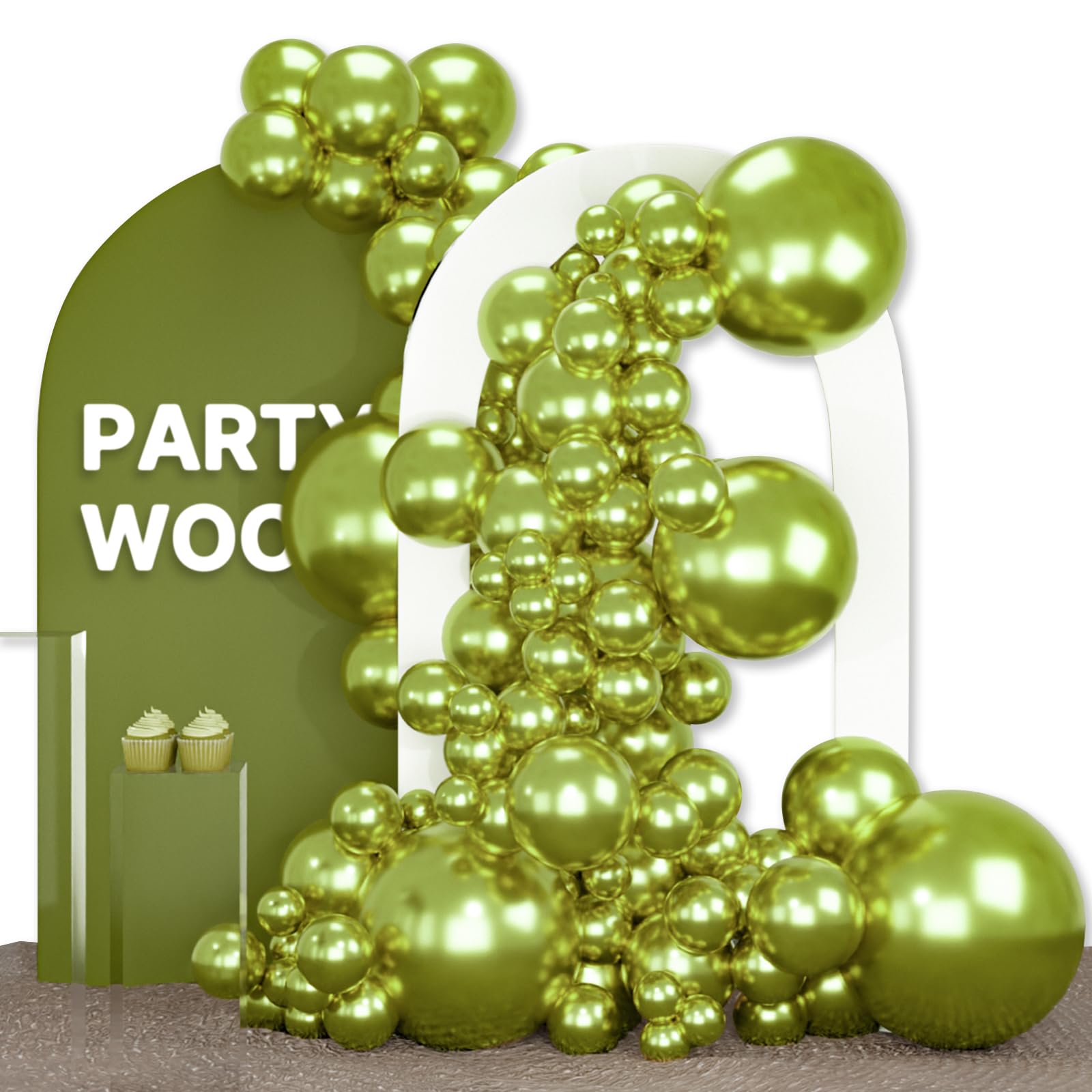 Amazon.com: PartyWoo Metallic Olive Green Balloons, 142 pcs Olive Green ...