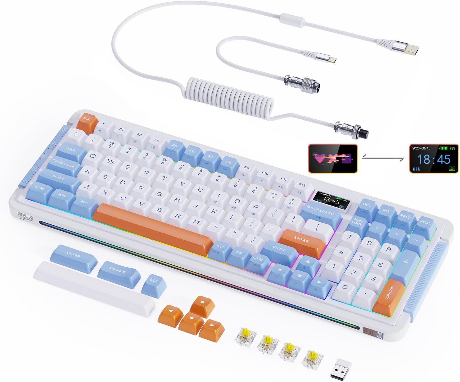 Amazon.com: RK ROYAL KLUDGE S98 Mechanical Keyboard w/Smart Display ...