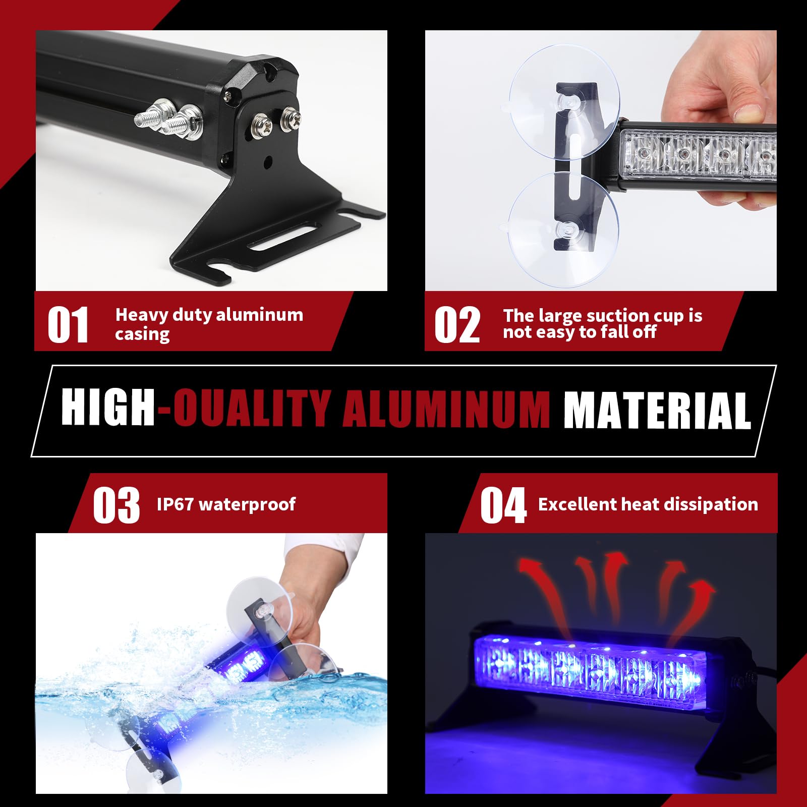 Snapklik.com : 4X 6.1 Inch Blue Emergency Strobe Police Lights 24 LED ...