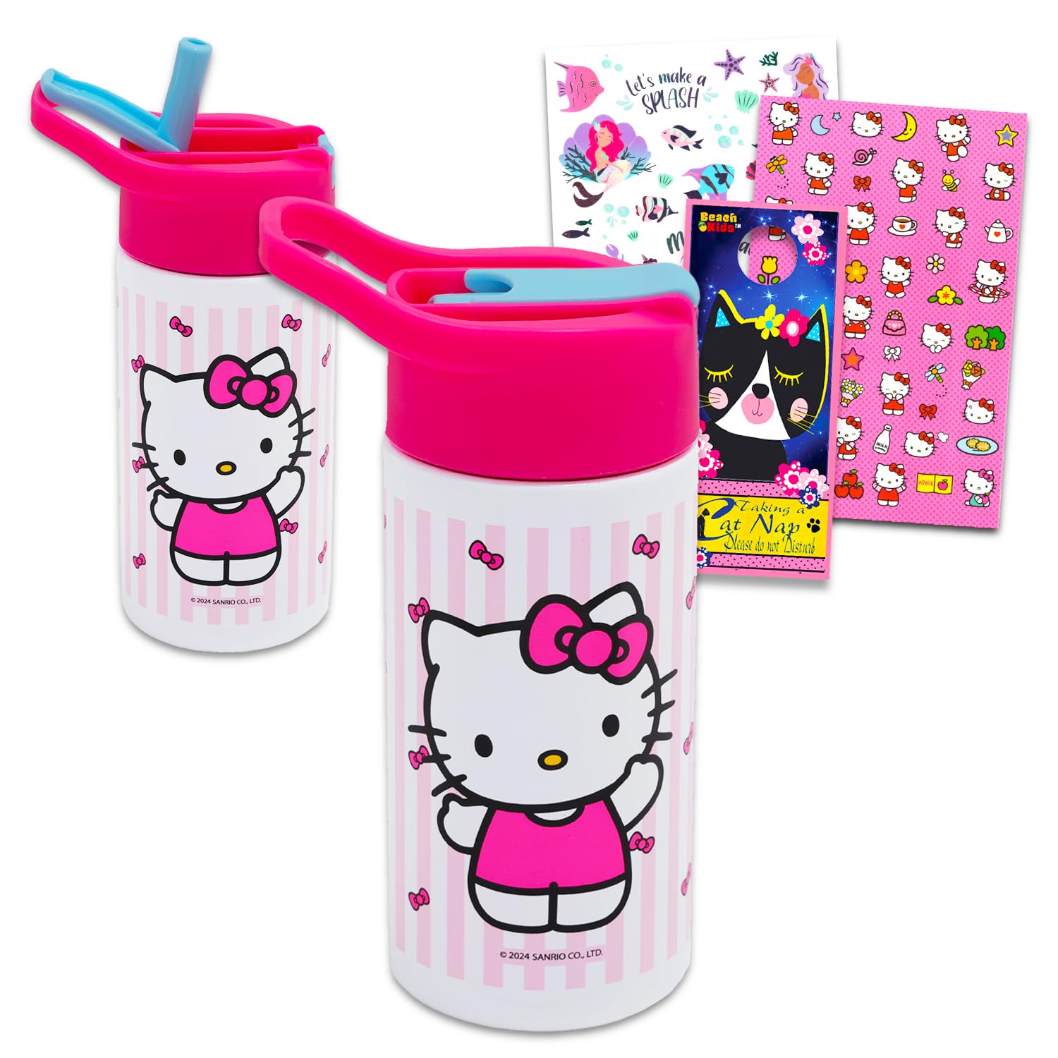 Hello Kitty Stainless Steel Water Bottle for Girls - Bundle with Hello ...