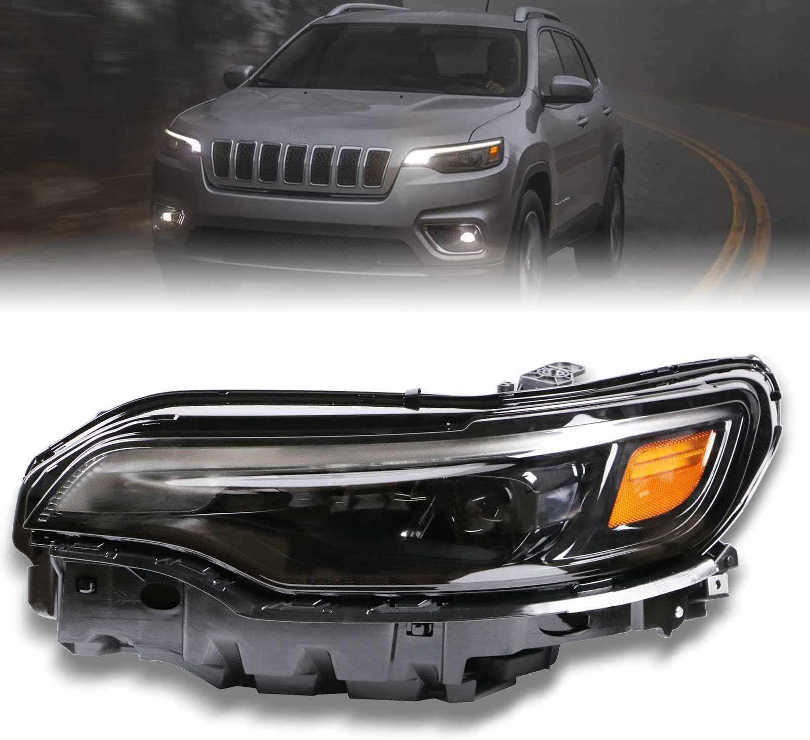 Amazon.com: Lochnchn Headlights Assembly Compatible with Jeep Cherokee ...