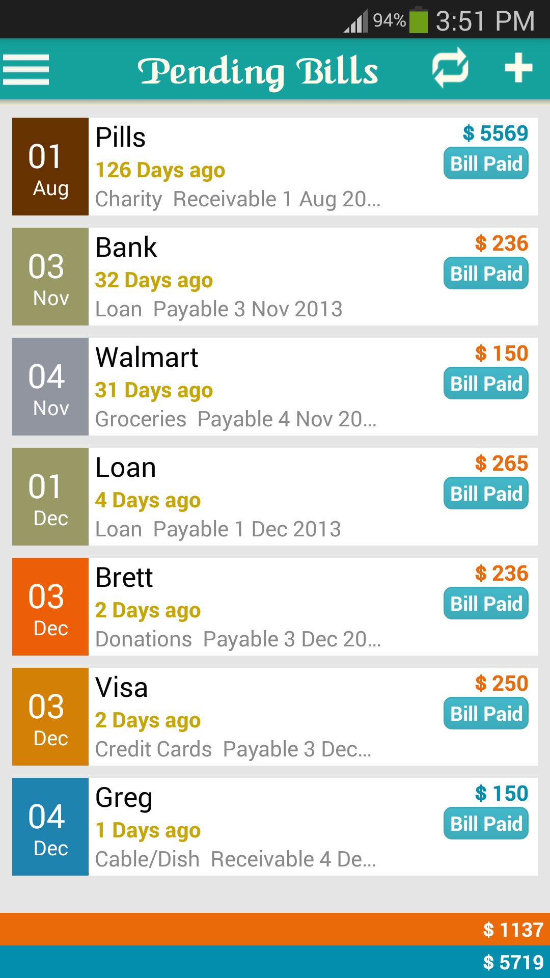 Bills Tracker Free - App on Amazon Appstore