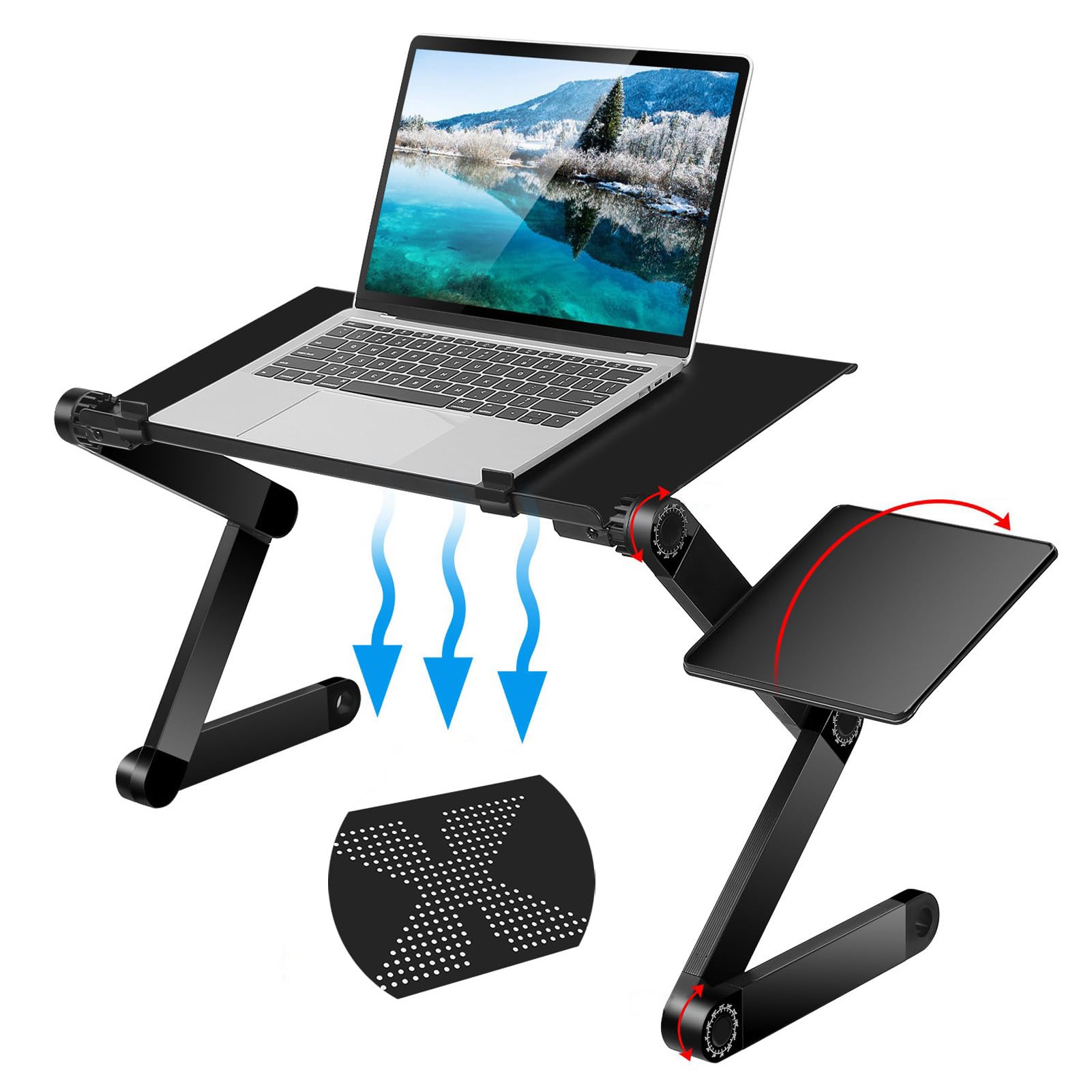 KOCASO Adjustable Laptop Stand, Aluminum Portable Laptop Table for up ...