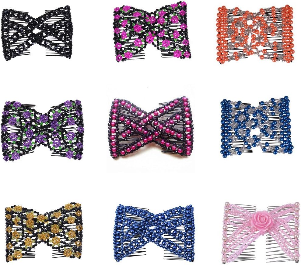 Amazon.com : LOVEF Magic Easy Hair Comb Stretchy Beaded Hair Combs with ...