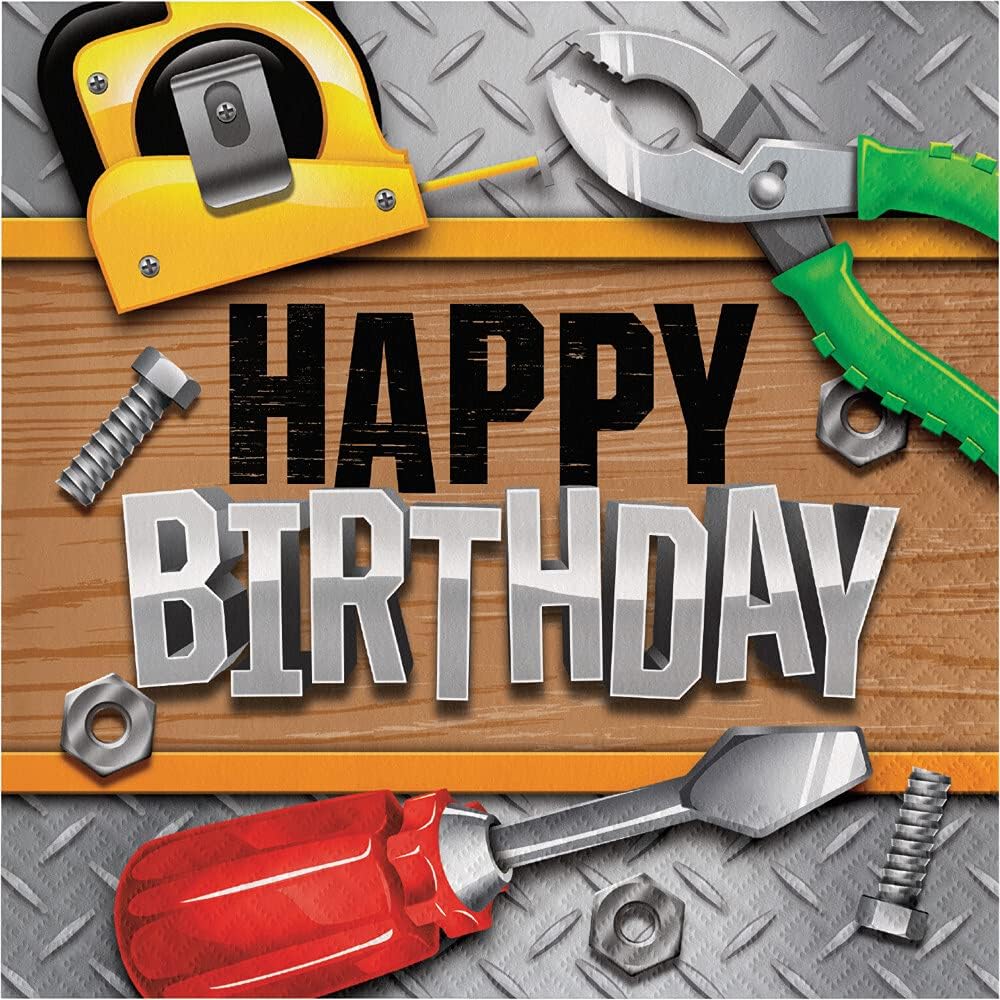 Amazon.com: Handyman Party Happy Birthday Lunch Napkins (16 ct) : Home ...