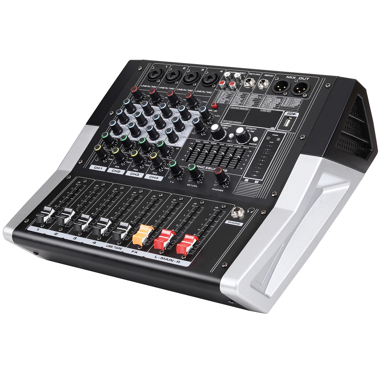 Amazon.com: Dj Mixers 5 Channel Audio Mixer Bluetooth Sound Board with ...