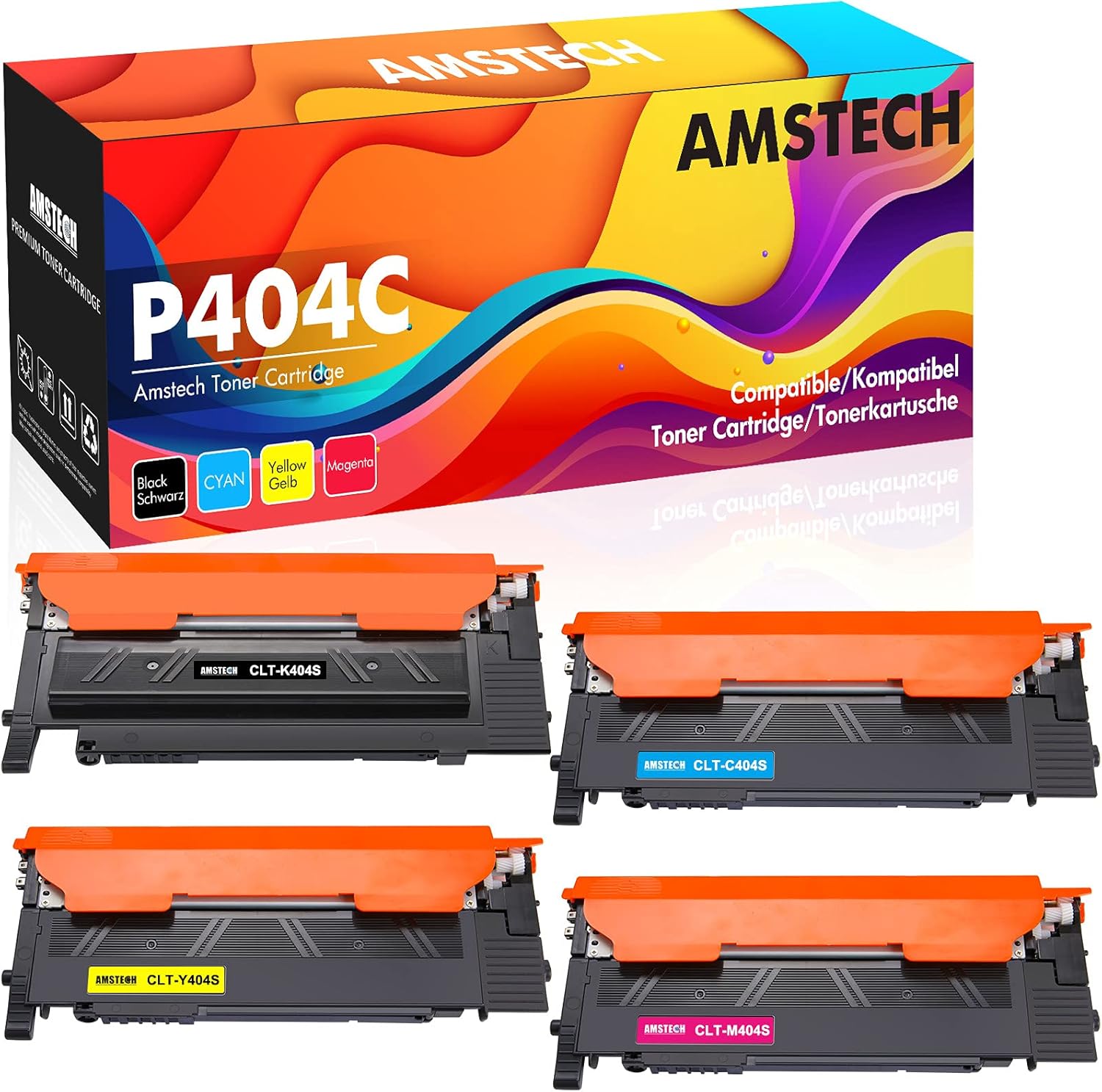 4 Pack CLT-P404C P404C K404S for Samsung C430w Toner Cartridge Xpress SL C480w C480fw C430 C480 ...