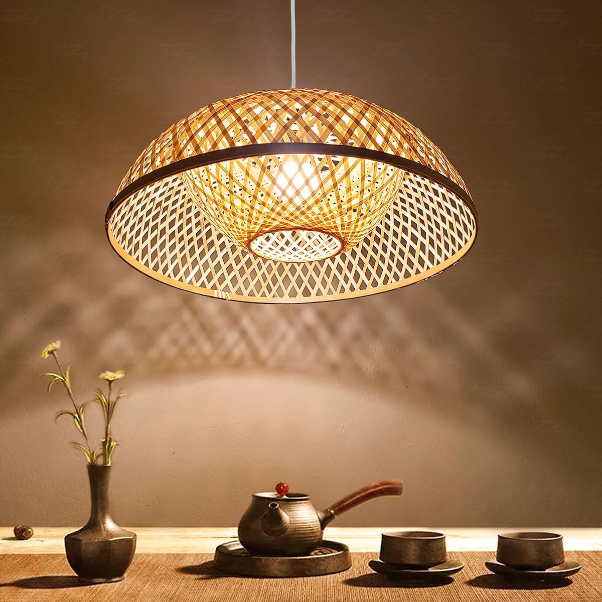 Luminária de Teto Lustre Pendente Bambu Fundamentum Honolulu Rústico ...