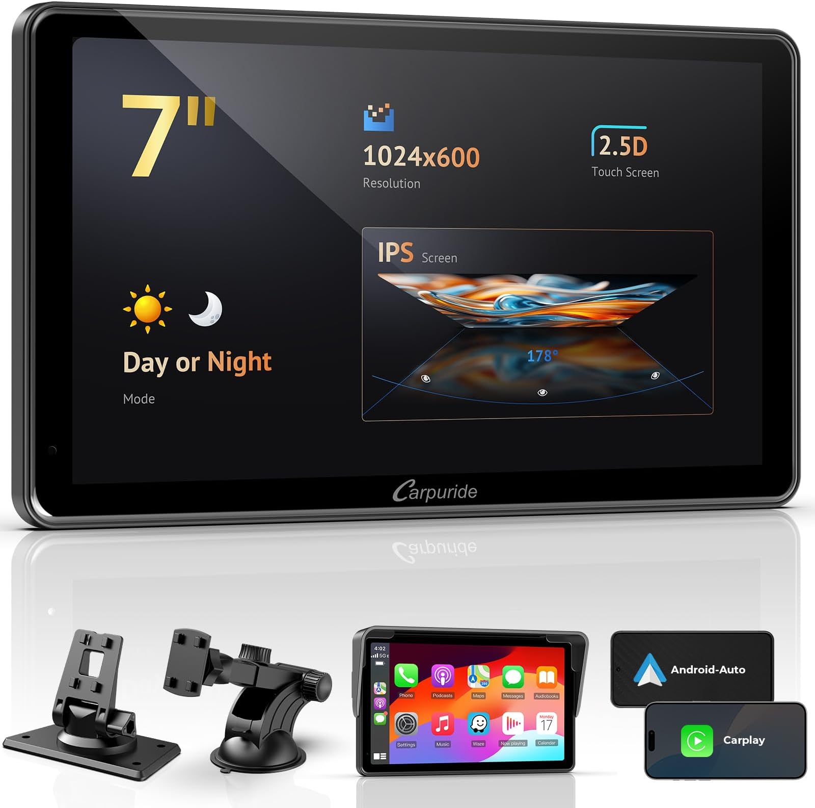 Amazon.com: 2025 CARPURIDE 9 Inch Car Play Screen for Car, Compatible ...