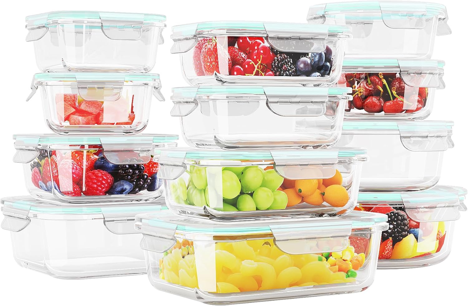 Amazon.com: HOMBERKING 12 Sets Glass Food Storage Containers with Lids ...