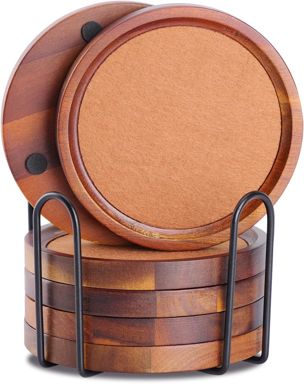 Amazon.com: Acacia Wood Coasters for Coffee Table, 6 Pcs 4.72 in ...