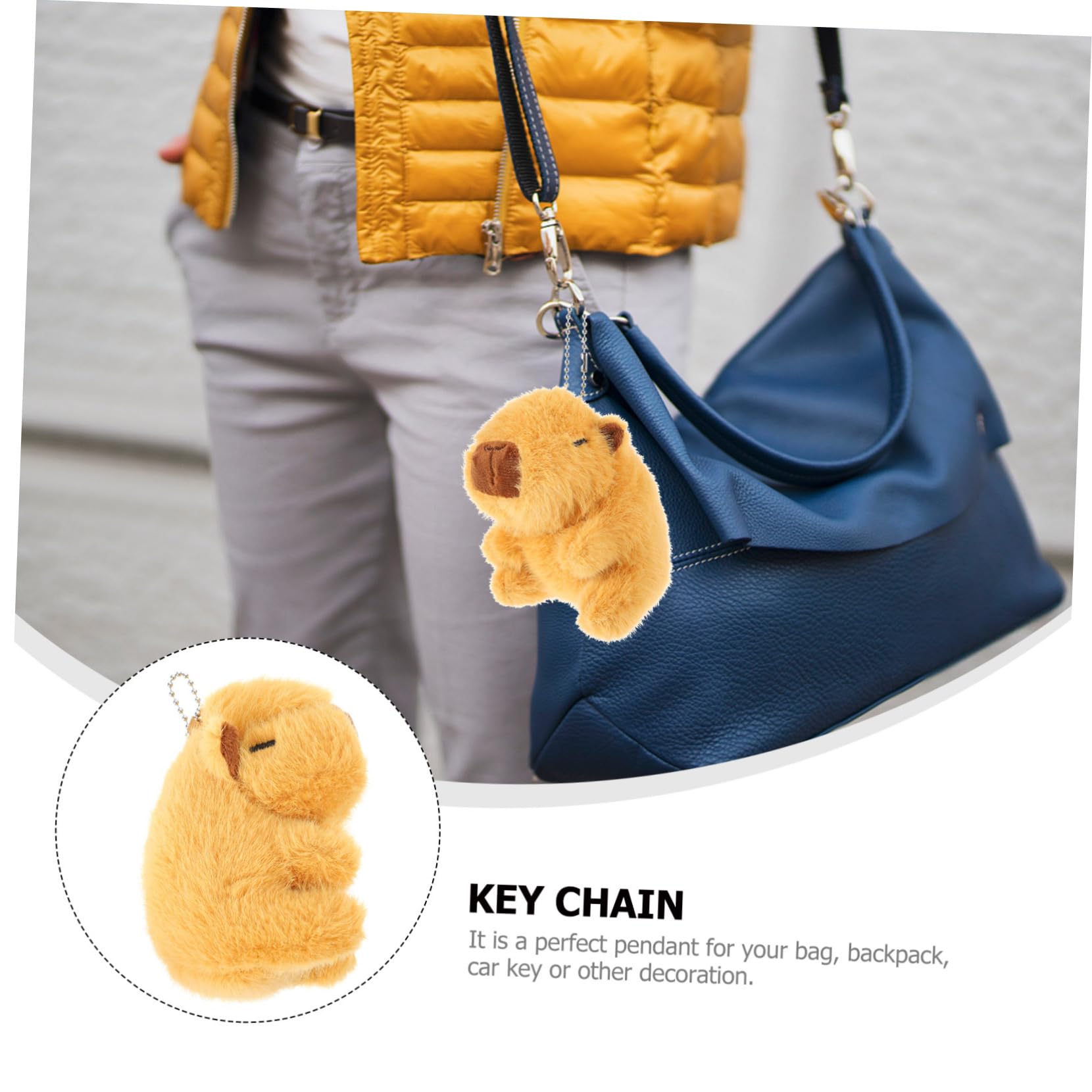 LALADEFIEE Capybara Keychain DIY Keychains Fluffy Keychain Plush ...
