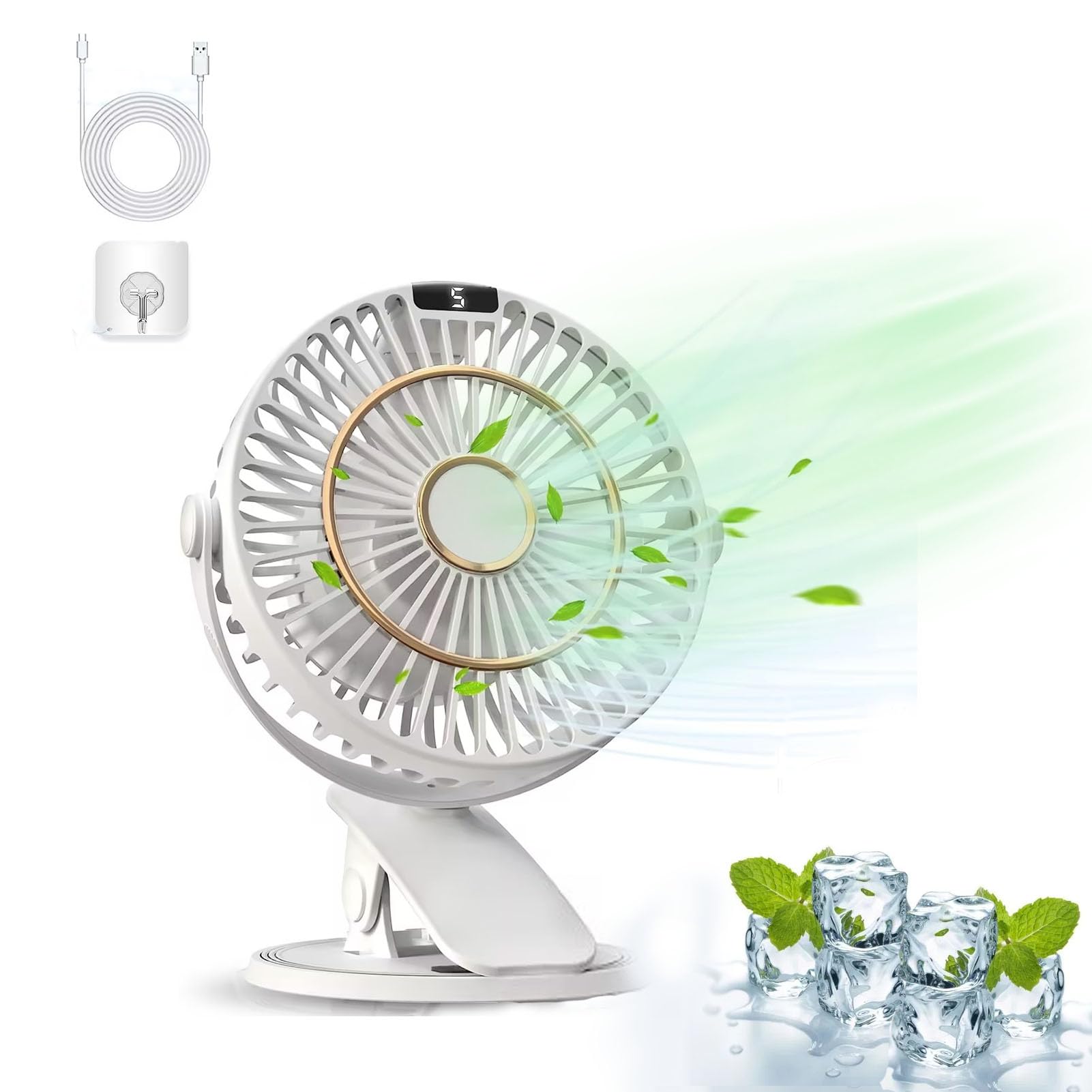 Clip on fan can be charged. Silent small mini USB desktop fan. With 5 ...