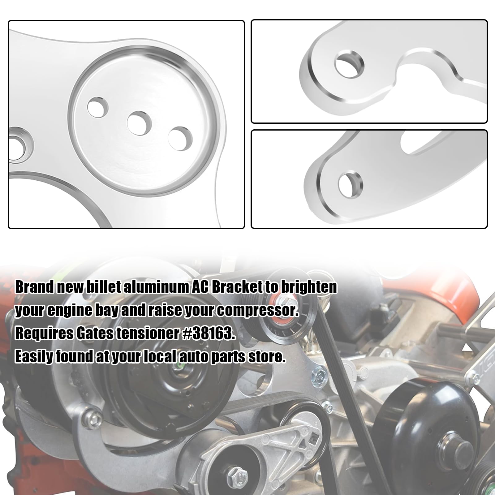 Snapklik.com : R4 AC Compressor Bracket, LS High Mount A/C Bracket Fit ...