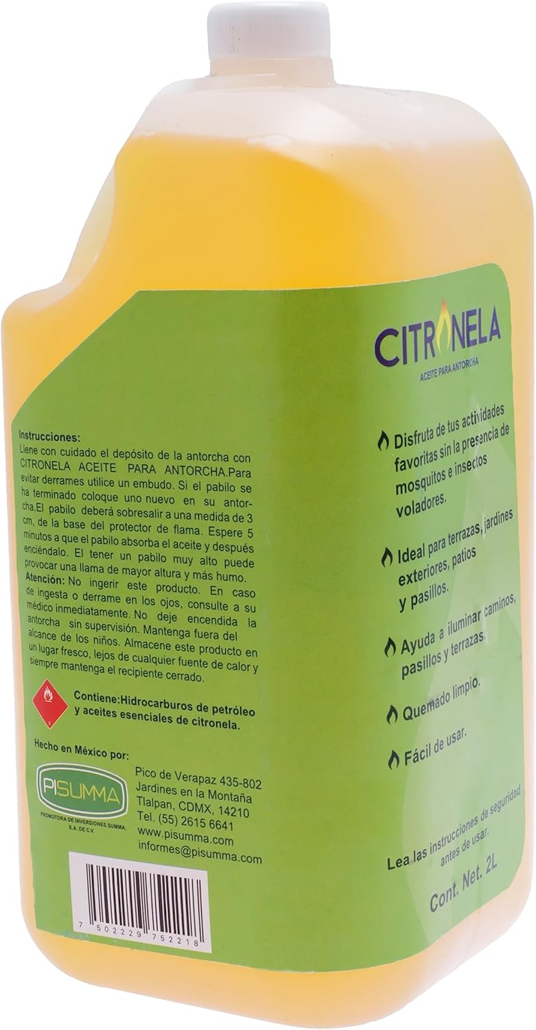 Citronela Líquida PISUMMA V00475 | Presentación de 2 litros | Repelente ...