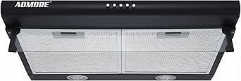 Admore 60cm Kitchen Hood – Black Under Cabinet Cooker & Chimney, 3 ...