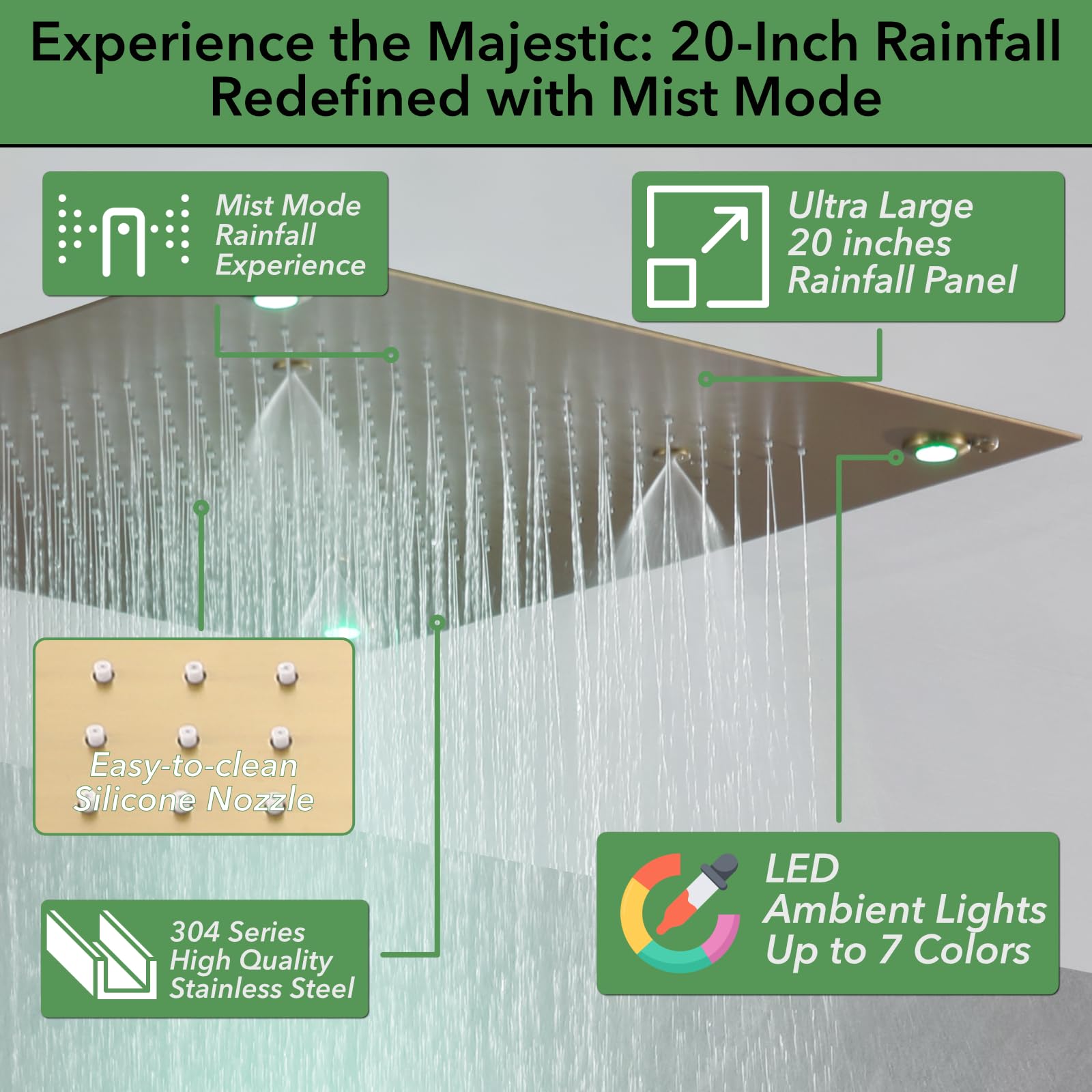 Snapklik.com : VANFOXLE Shower Faucet Set Brushed Gold Temperature Shower System, Push Button ...