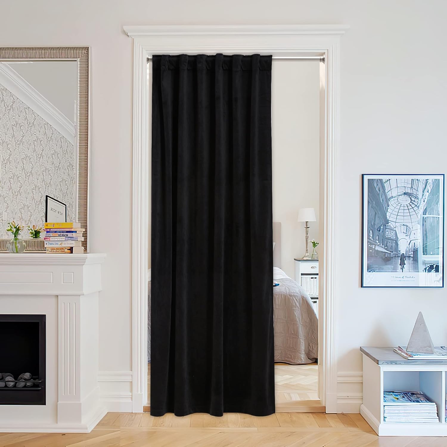 Amazon.com: StangH Black Door Curtains - Super Soft Velvet Blackout ...