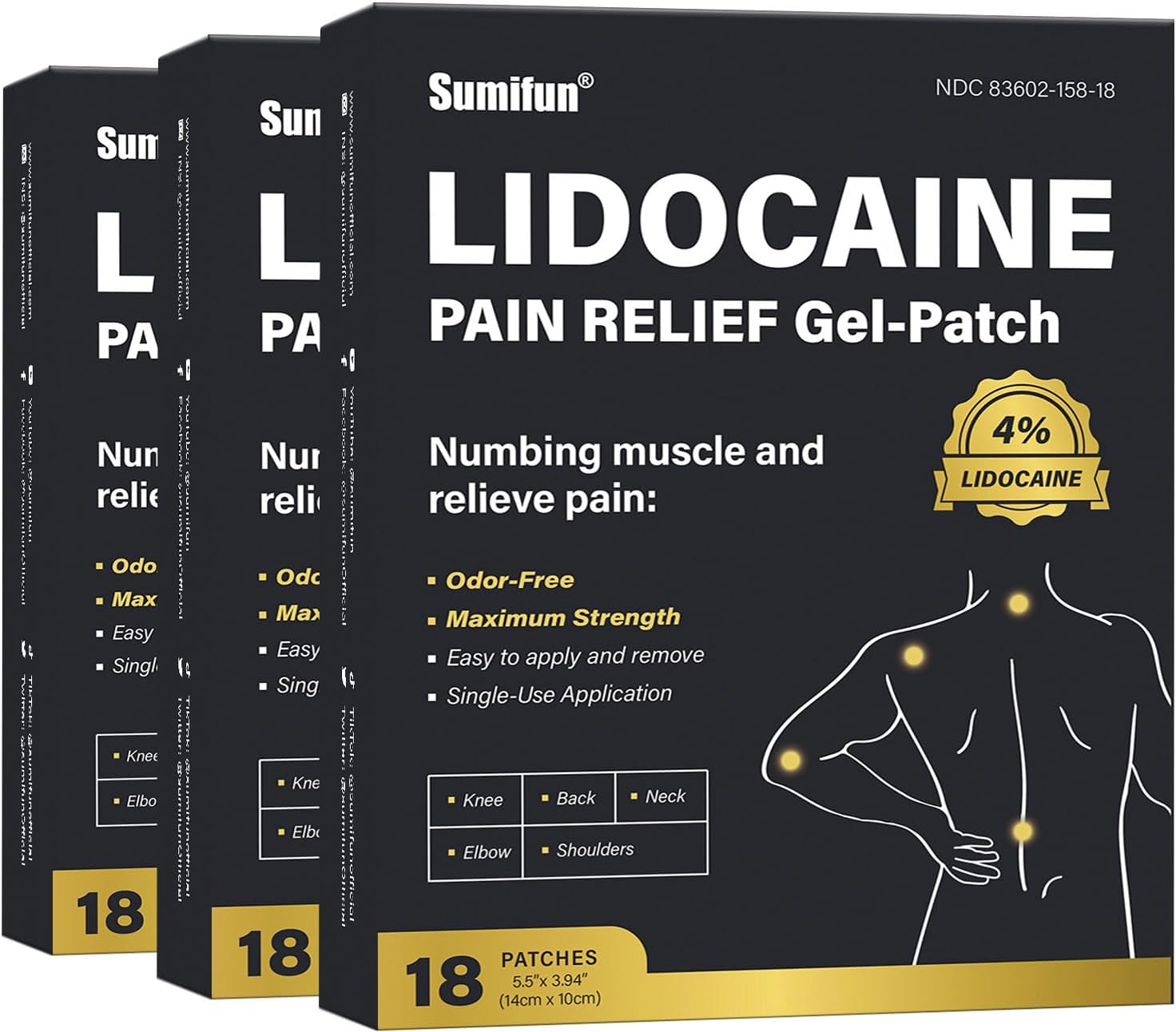 Amazon.com: Sumifun 4% Lidocaine Pain Relief Patches - 36 Count Patches ...