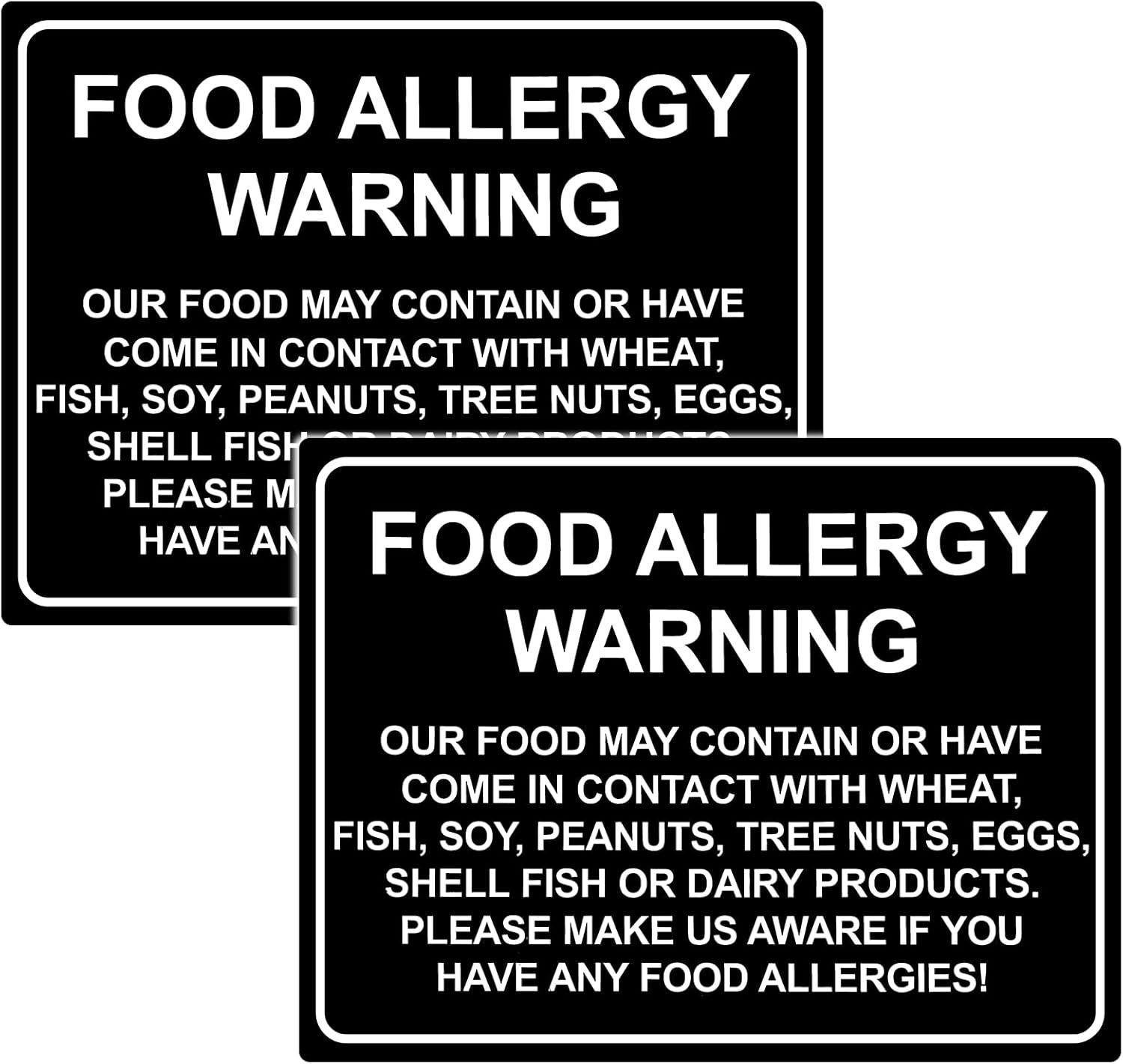 Amazon.com: 2 Pcs 8 x 6 Inch Food Allergy Warning Signs, Food Allergy ...
