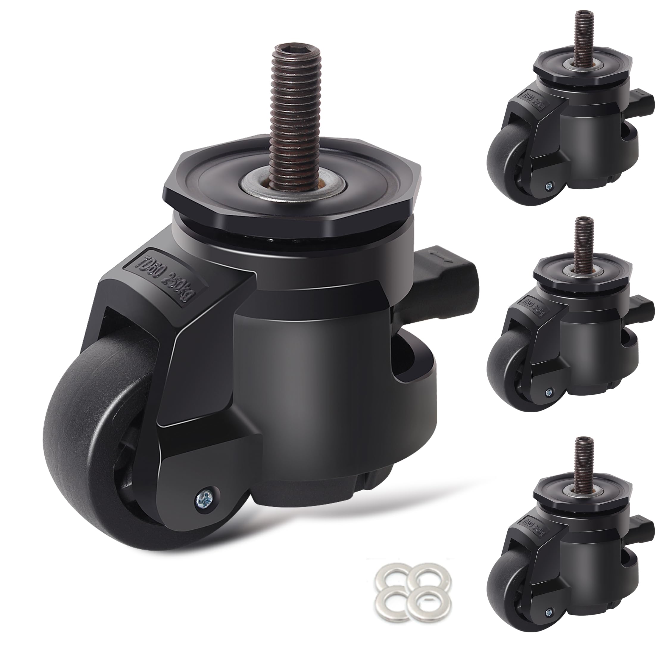 Snapklik.com : Leveling Stem Casters,M12 Thread Casters Set Of 4 Heavy Duty