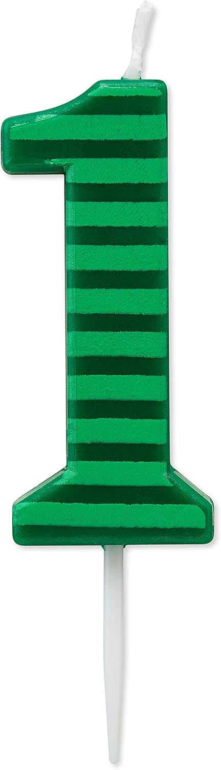 Amazon.com: Papyrus Number 1 Birthday Candle, Green Stripes (1-Count ...