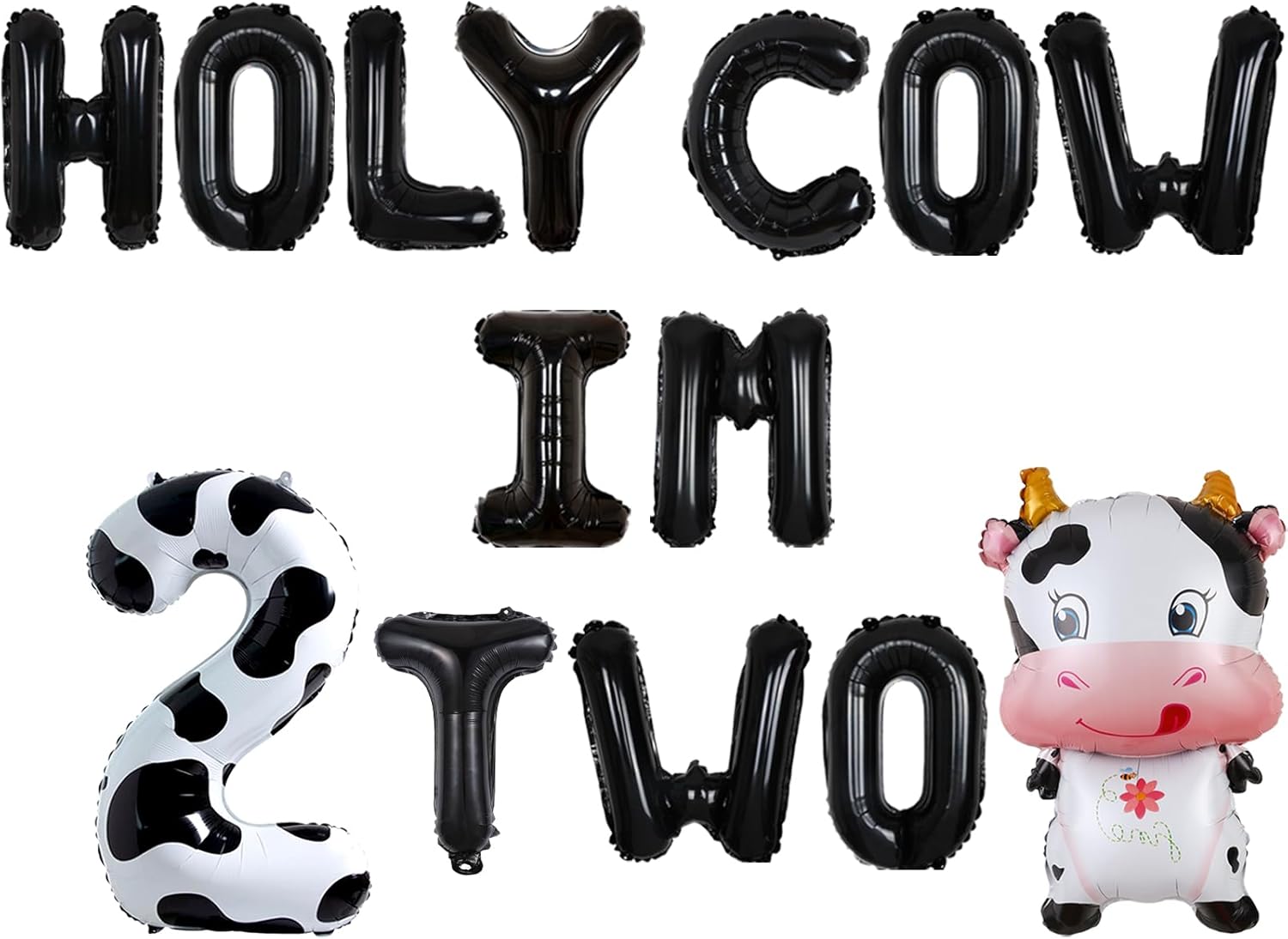 Amazon.com: Wonmelody Cow Themed 2nd Birthday Decorations Holy Cow I'm ...