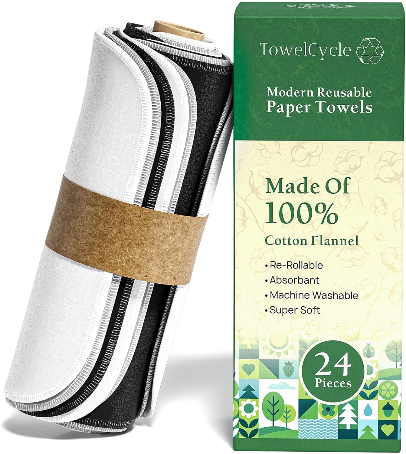 Amazon.com: Mama Bear Kitchens Reusable Paper Towels with Holder ...