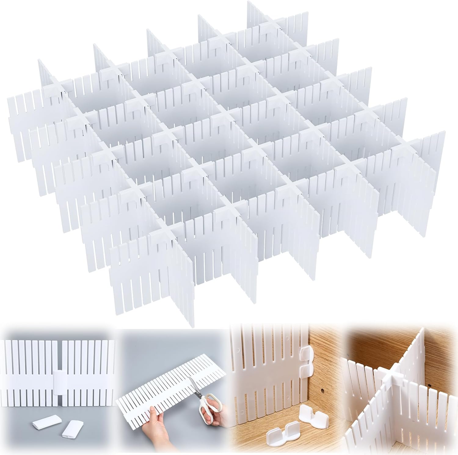 Amazon.com: Blosssound 15pcs 5.12x 15 Tall Drawer Divider Adjustable ...