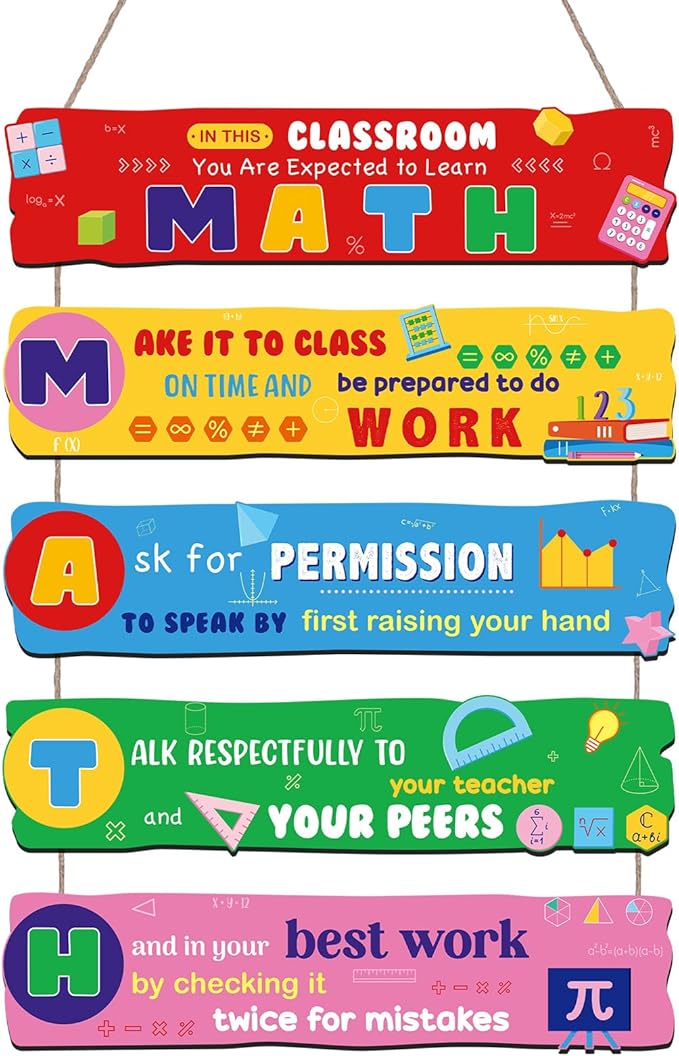 Amazon.com: Harloon Math Sign Math Classroom Decorations Wall ...