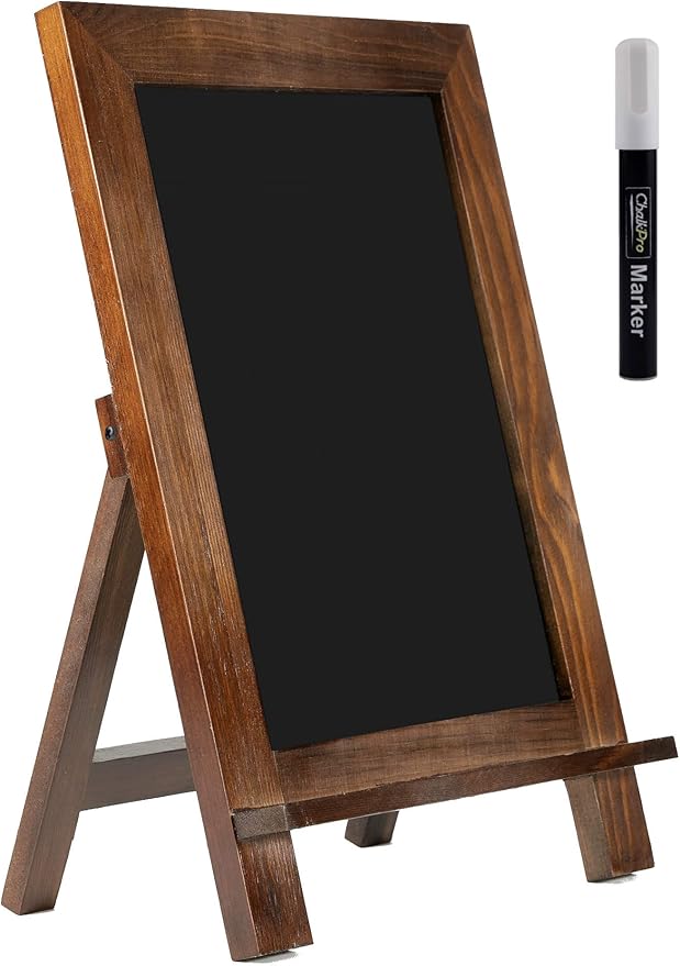Amazon.com : ChalkPro Wooden Framed Standing Chalkboard Sign (Rustic ...