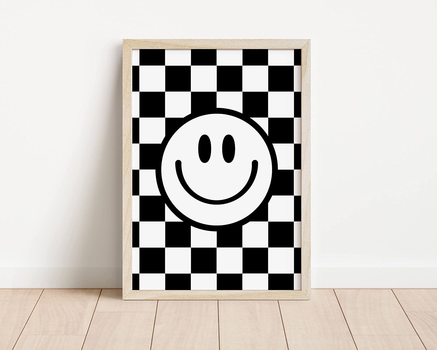Black and White Checkered Smiley Face Poster for Kids Room Rad Little ...