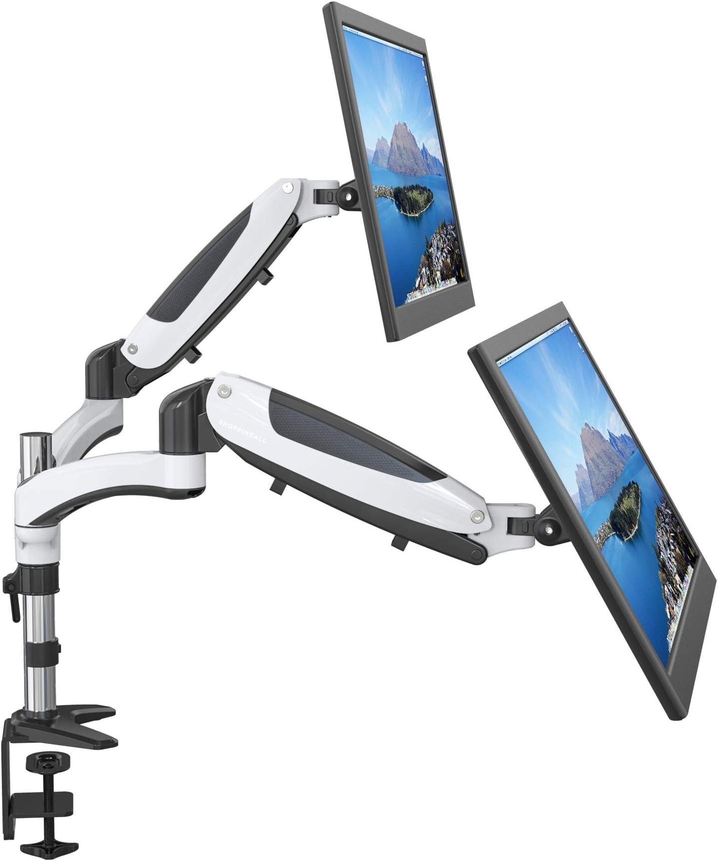 SHOPPINGALL Fully Adjustable Dual Gas Spring LCD Monitor Arm Desk Mount ...
