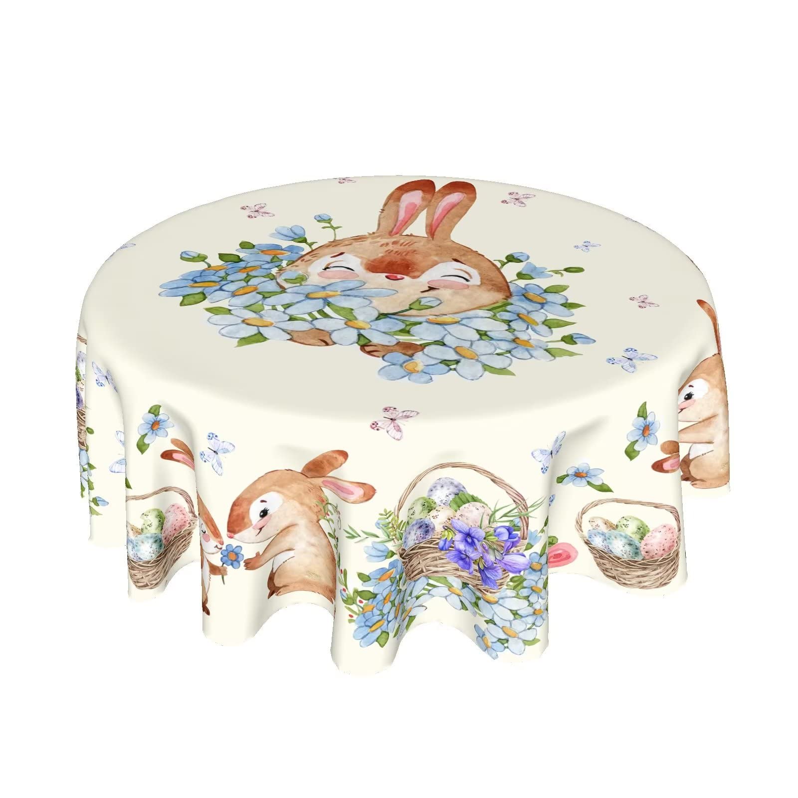 Amazon.com: Sweetshow Easter Tablecloth Round 60 Inch Spring Floral ...