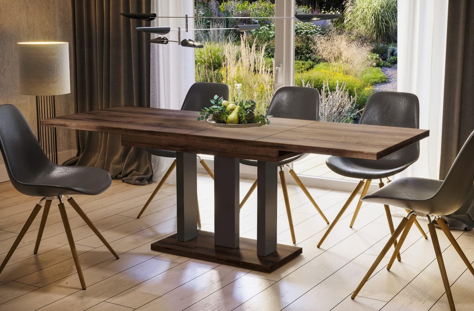 Endo-Moebel, Appia dining table, 130 cm - 210 cm, extendible pillar ...