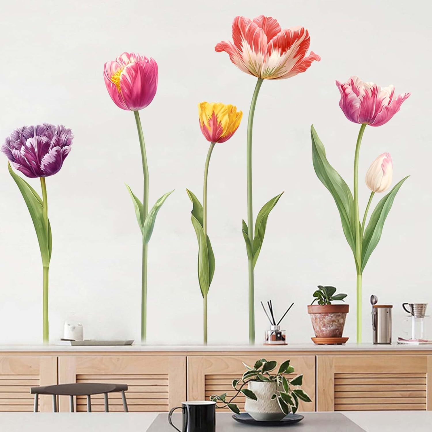 Amazon.com: Amimagen 5 Large Tulip Flowers Wall Stickers - Wildflower ...