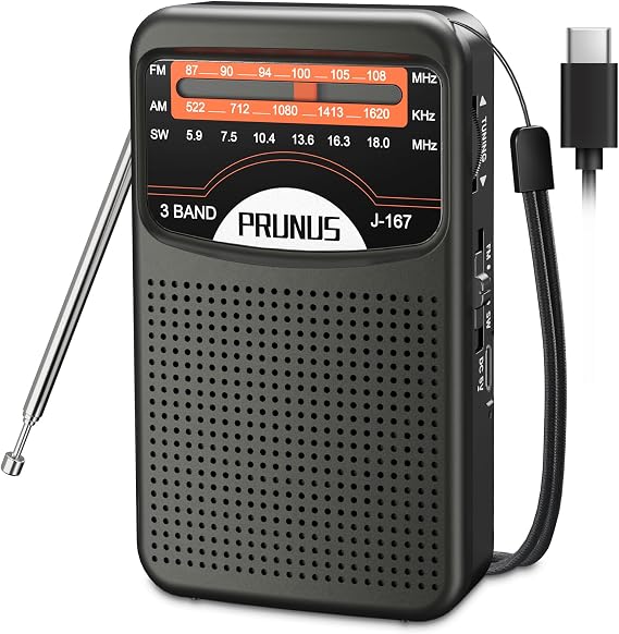 PRUNUS J-167 AM/SW/FM Small Radio Portable with Rechargeable Battery ...