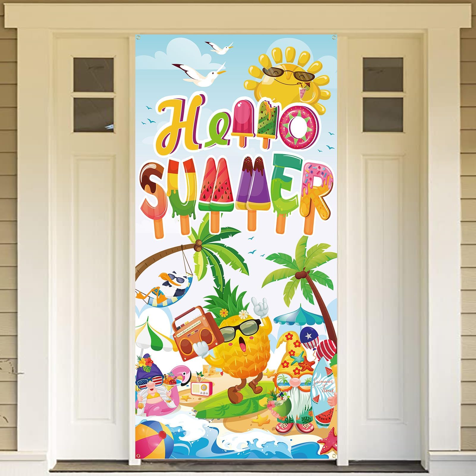 Amazon.com: Summer Party Decorations Welcome Summer Door Cover Flip ...