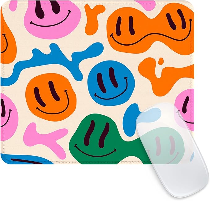Amazon.com: Seorsok Square Mouse Pad Cute Retro Smiley Hippie,Office ...