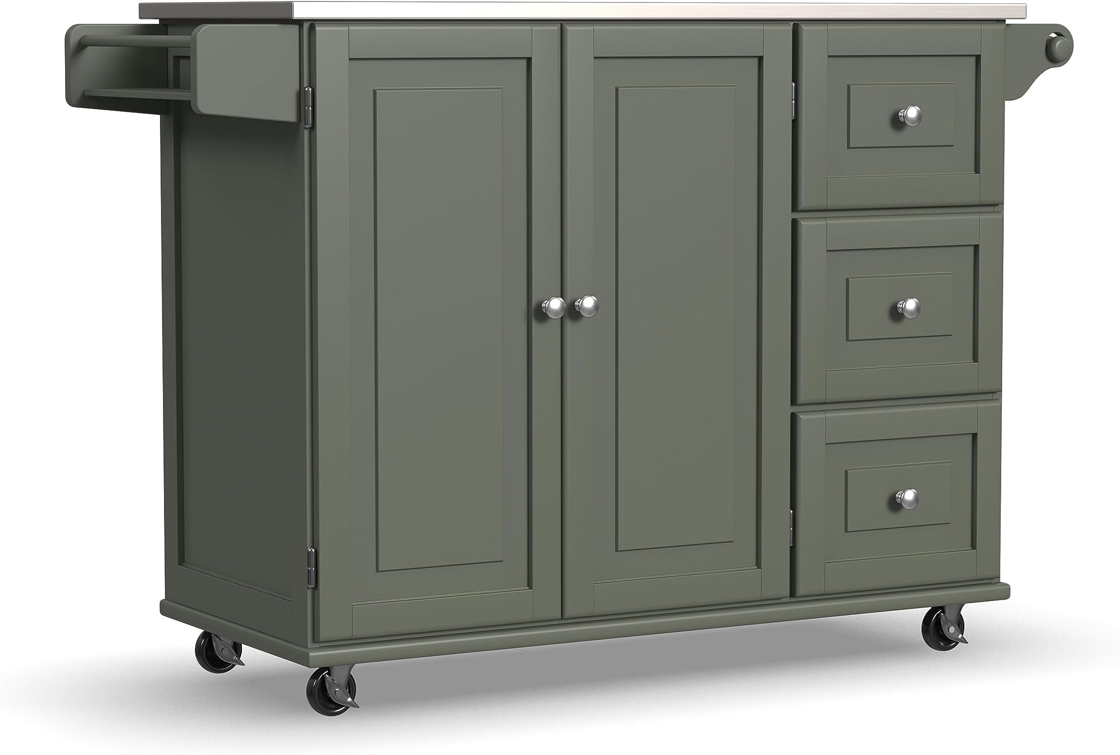 Amazon.com: Anveffeg Rolling Kitchen Island with Drop-Leaf Countertop ...