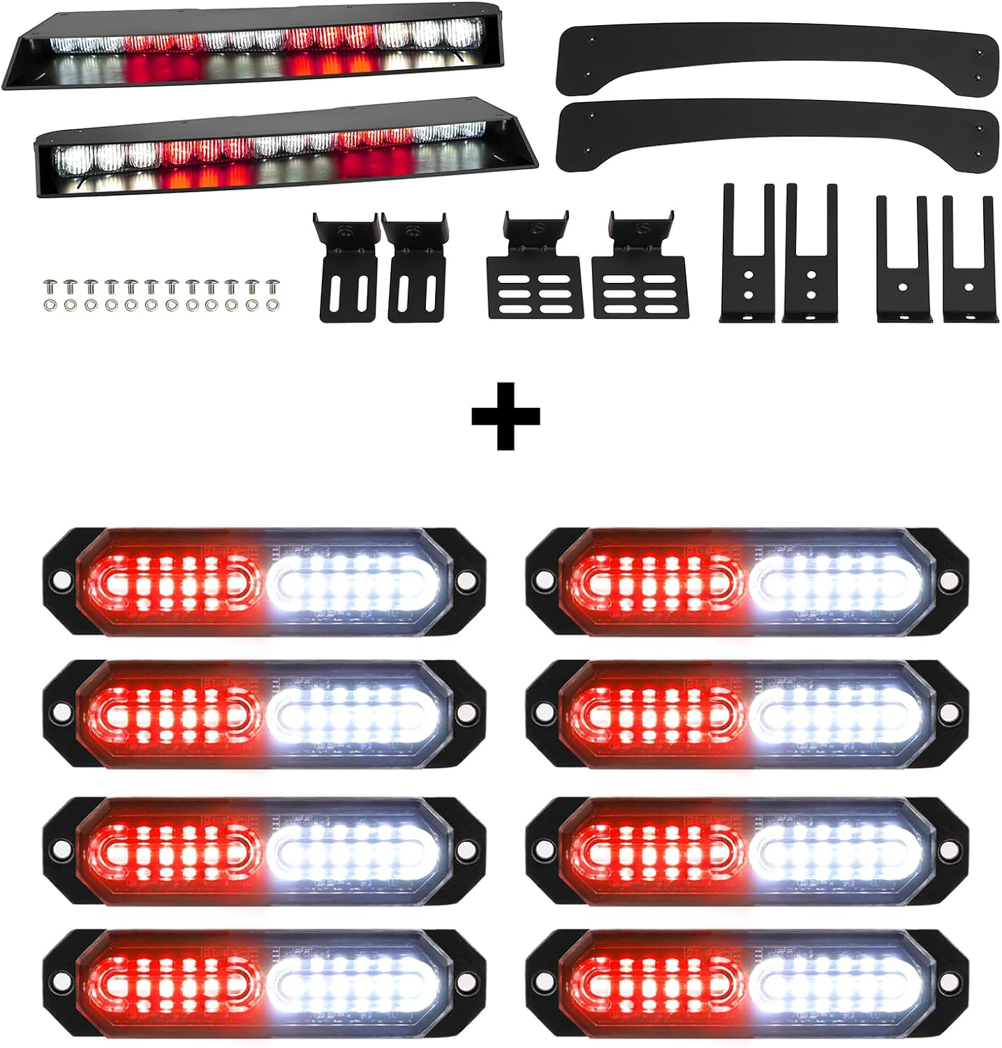Amazon.com: ASPL Visor Lights bar 2-15 LED Warning Strobe Light + 8pcs ...