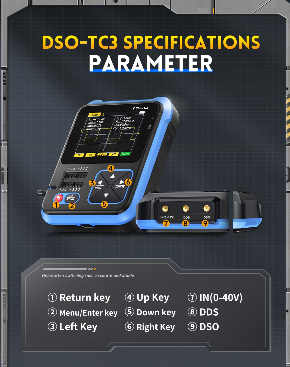 Snapklik.com : Upgraded Model 10X Probe DSO-TC3 Oscilloscope 3-in-1 Handheld Oscilloscope DDS ...