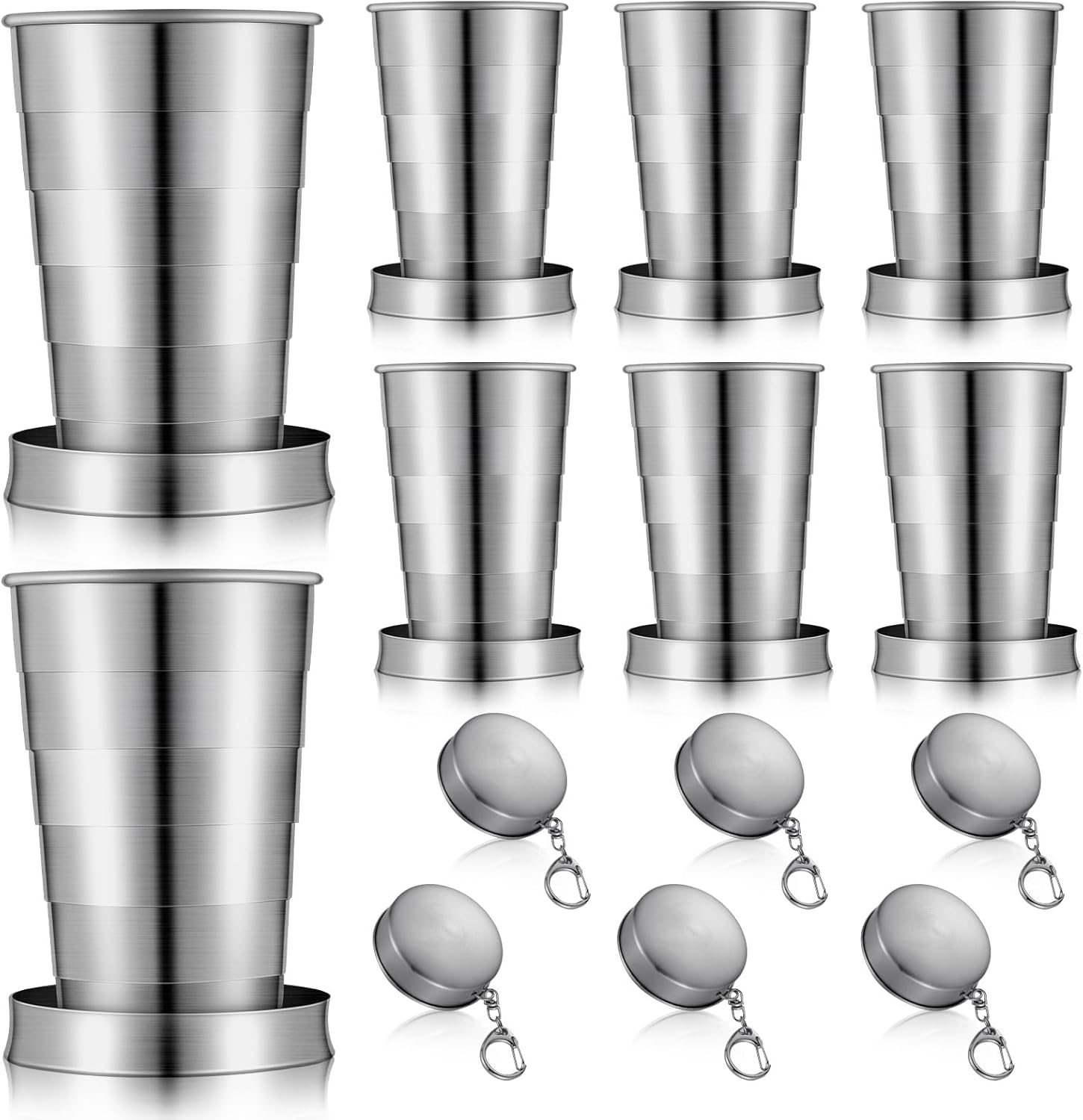 Amazon.com: Dandat 12 Pcs Collapsible Cup Stainless Steel Folding Cup ...