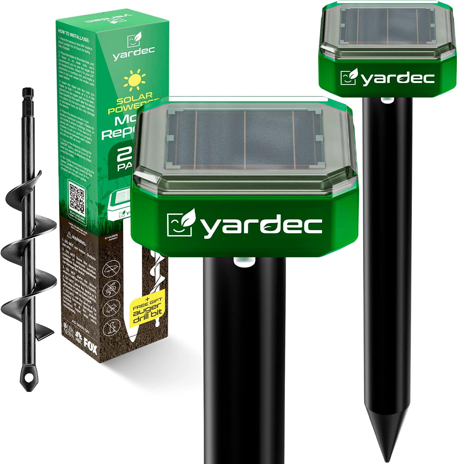 Amazon.com: Mole Repellent Stakes 2 Pack - Gopher Repellent Ultrasonic ...