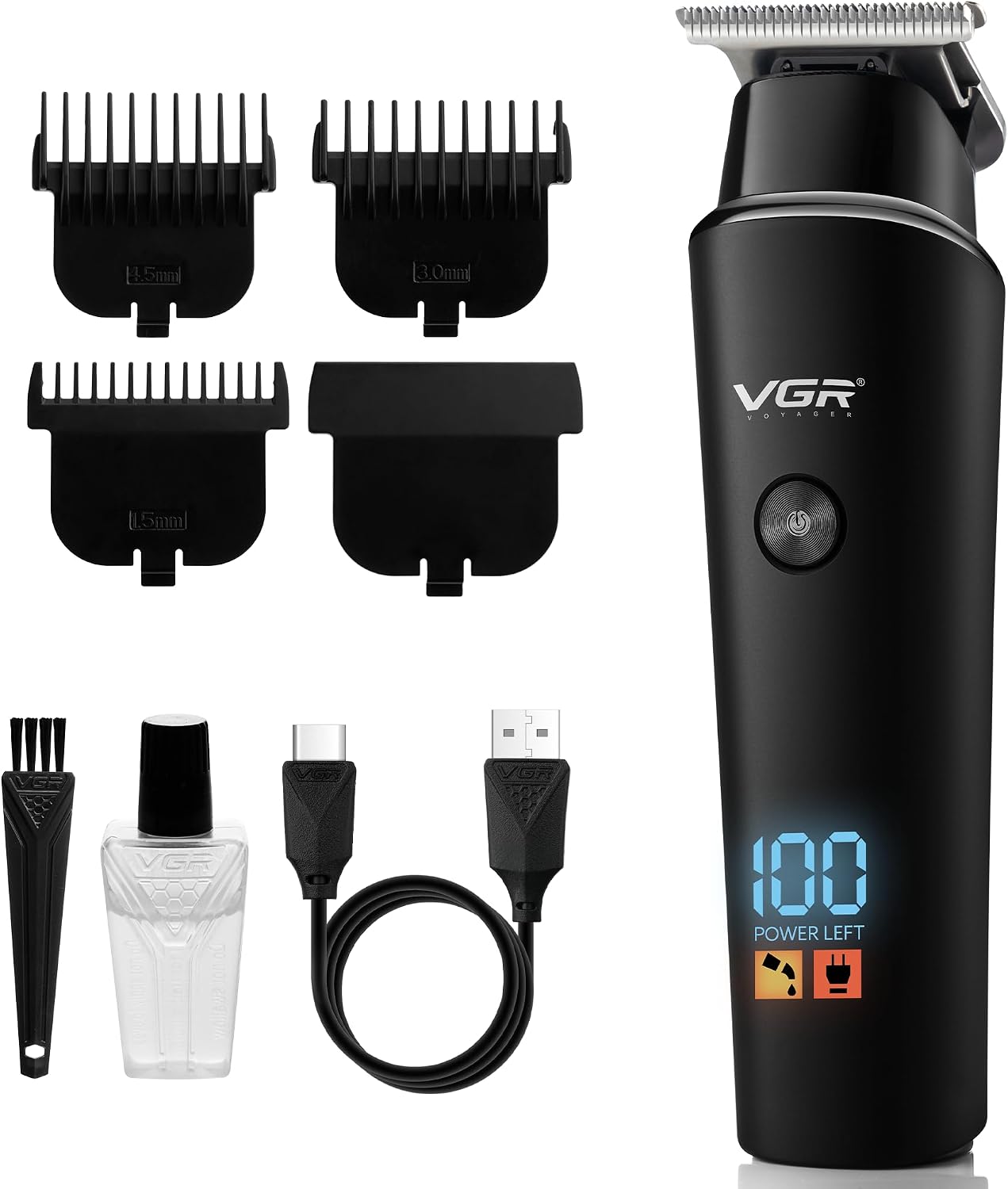 VGR Beard Trimmer Men - Cordless USB-C Rechargeable Hair Clippers ...