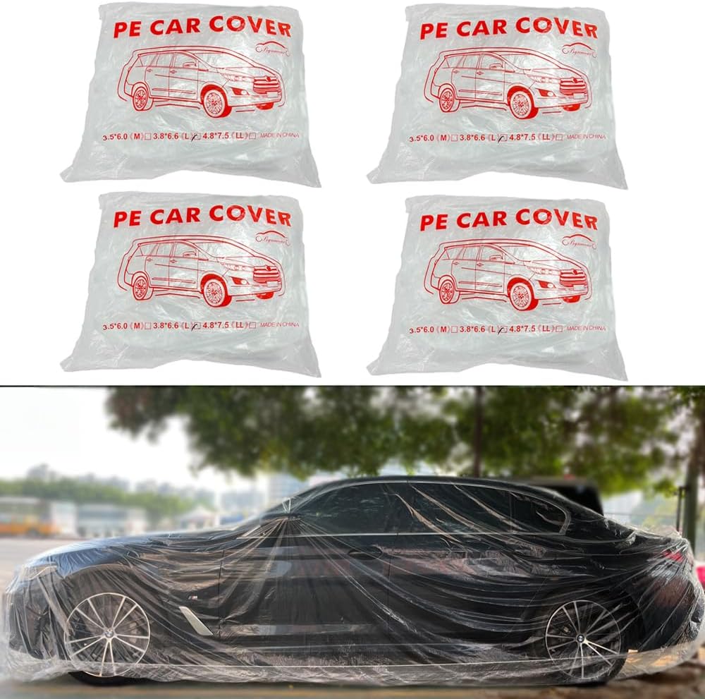 Amazon.com: BBTO 1 Pack Universal Plastic Car Cover with Elastic Band ...