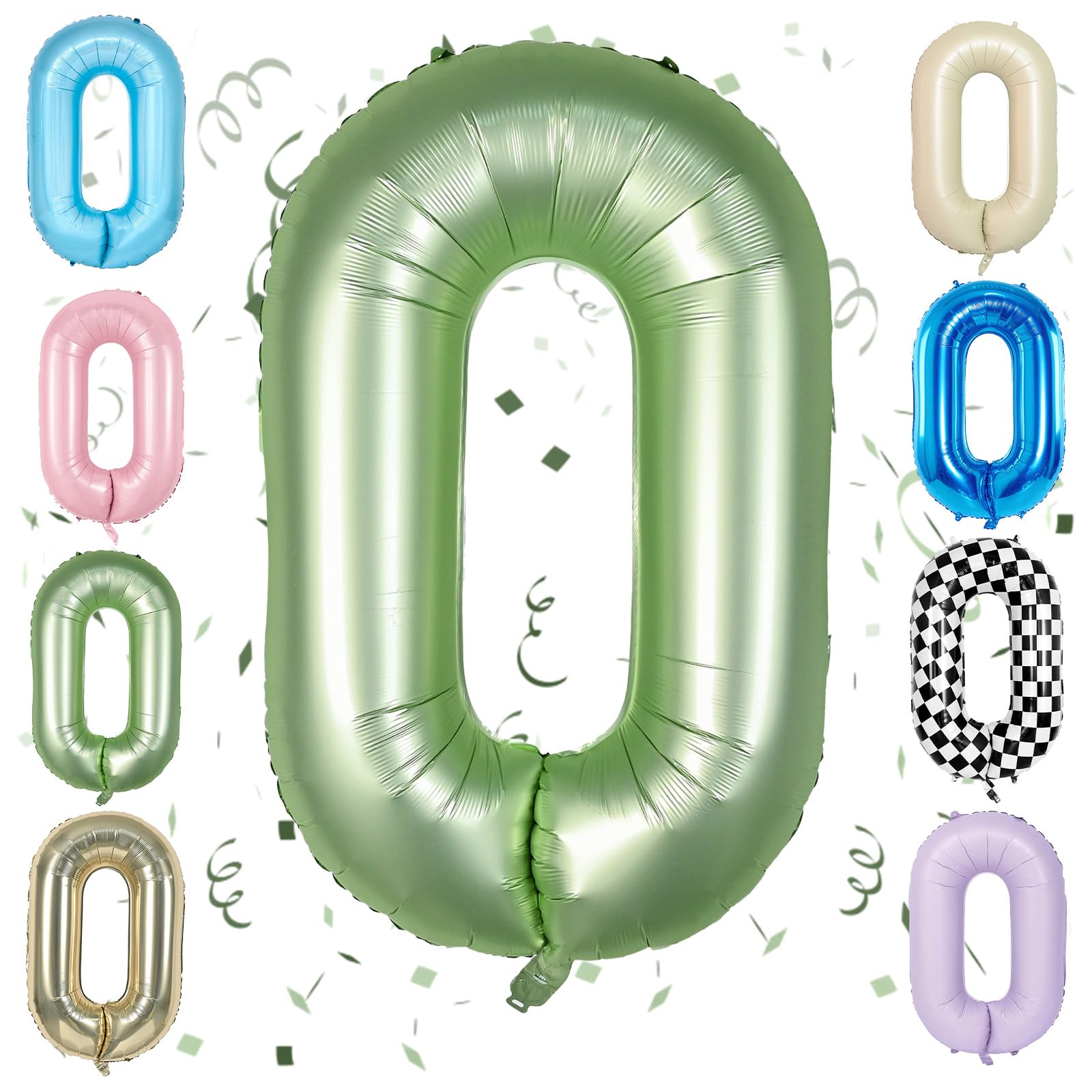 Amazon.com: Green 40 Inch Number 0 Balloon,Large Self Inflating Light ...