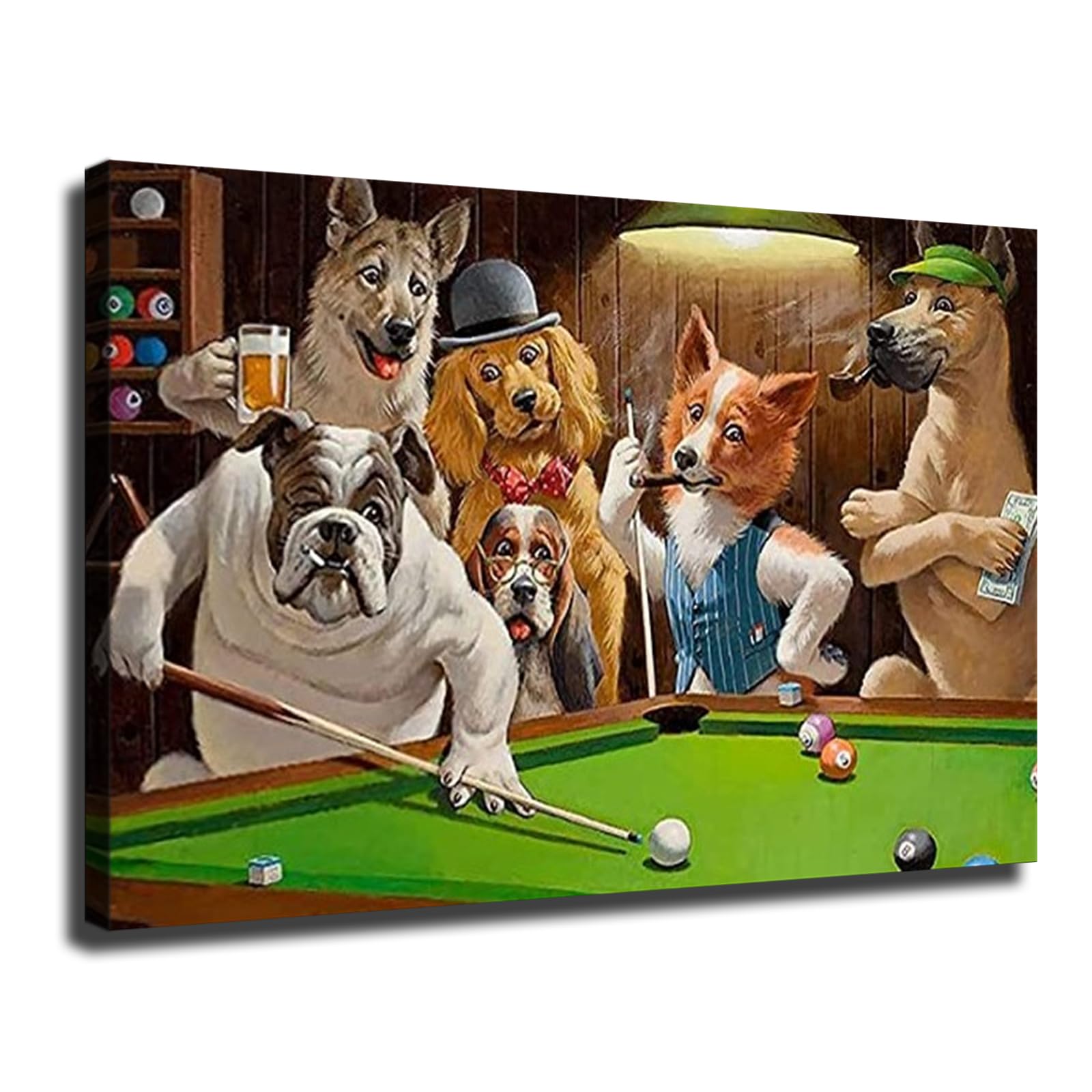 Amazon.com: Dogs Playing Pool Canvas Art Poster Art Prints Living Room ...